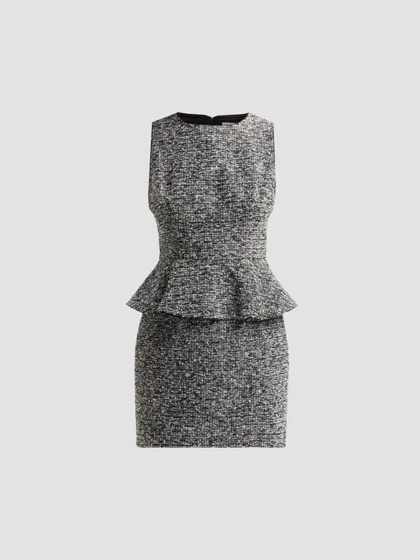 MILLY Piper Tweed Mini Dress - Grey Multi