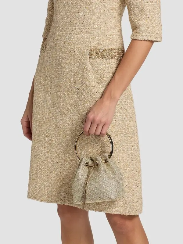 Rickie Freeman For Teri Jon Embellished Metallic Bouclé Knee-length Dress