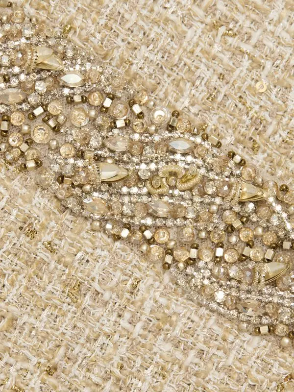 Rickie Freeman For Teri Jon Embellished Metallic Bouclé Knee-length Dress
