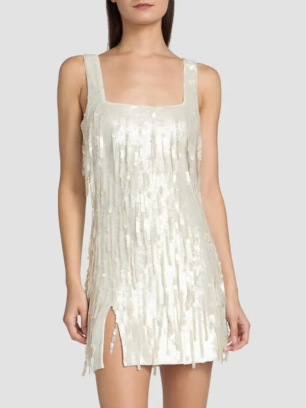 Staud Le Sable Sequined Fringe-trimmed Minidress
