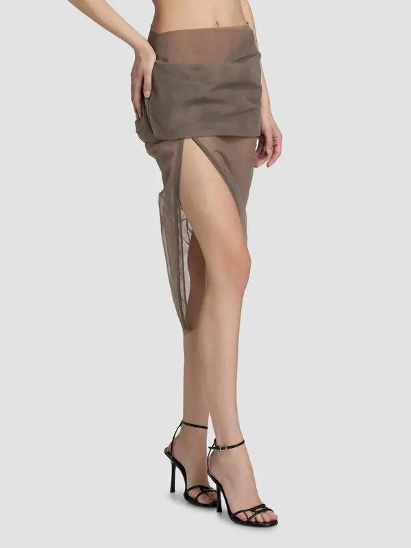 Rick Owens Draped Sheer Midi-skirt