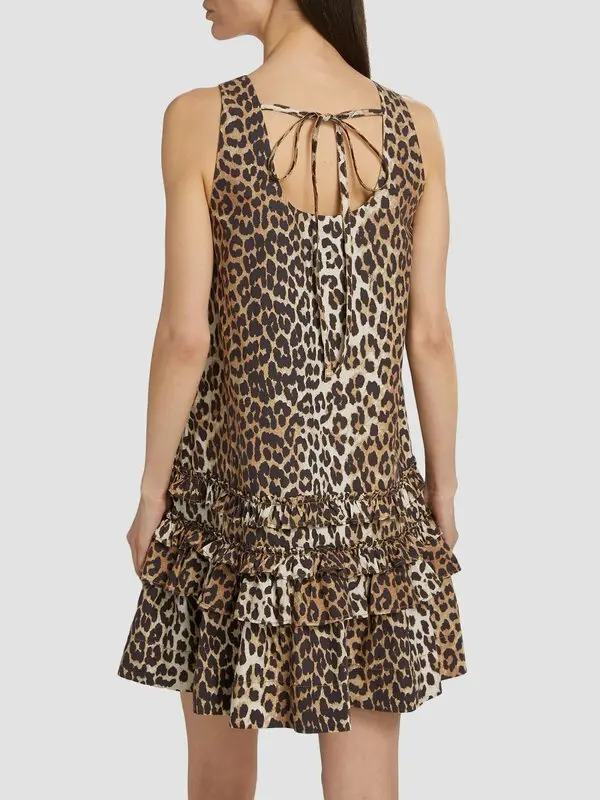 GANNI Print Cotton Poplin U-neck Minidress