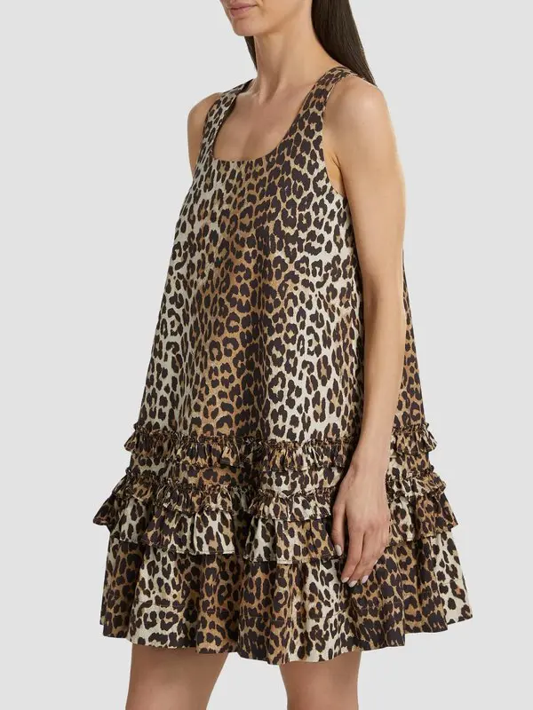 GANNI Print Cotton Poplin U-neck Minidress