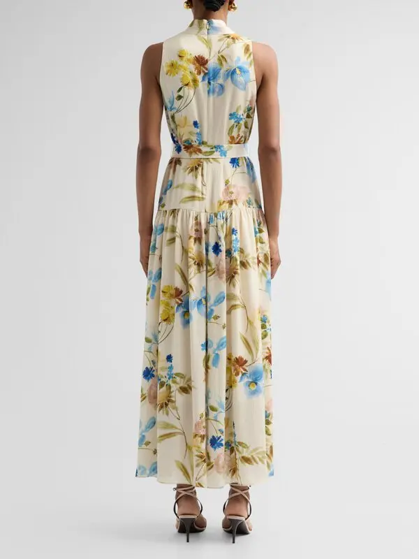 Kobi Halperin Violet Floral Hammered Satin Maxi Dress