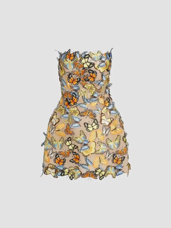 BRONX BANCO Bella 3d Butterfly Maraya Strapless Minidress