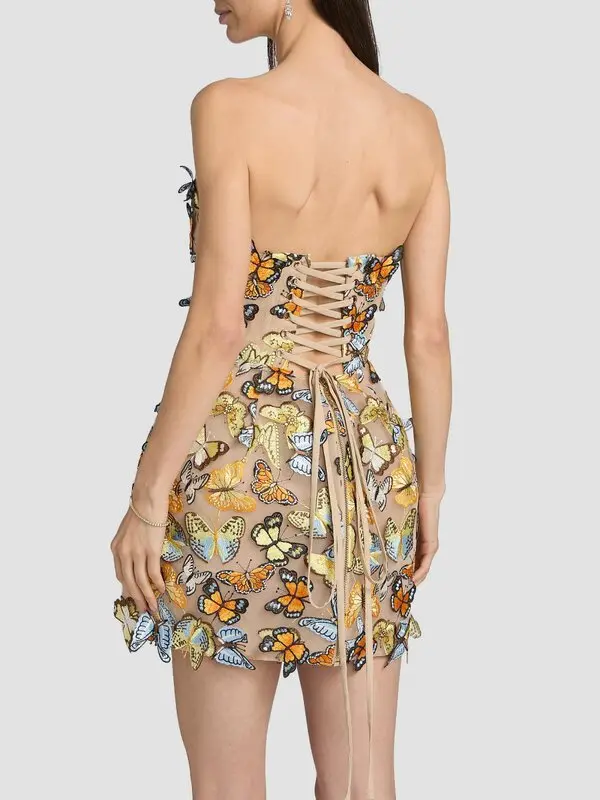 BRONX BANCO Bella 3d Butterfly Maraya Strapless Minidress