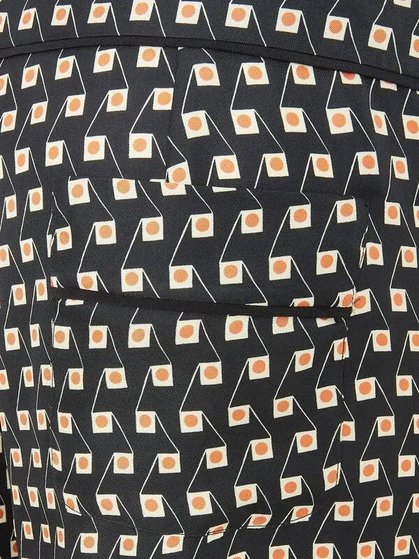 Fendi Printed Black Silk Pajamas Trousers