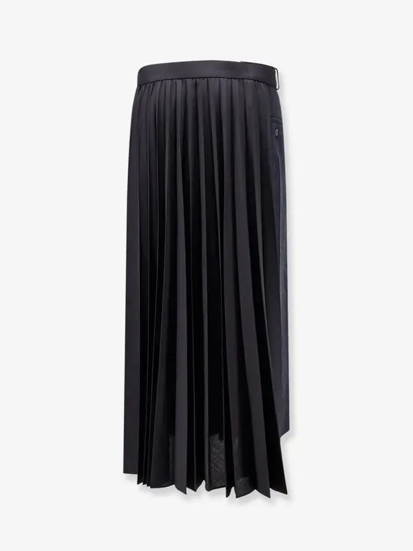 Sacai Wool Skirt With Pleated Insert