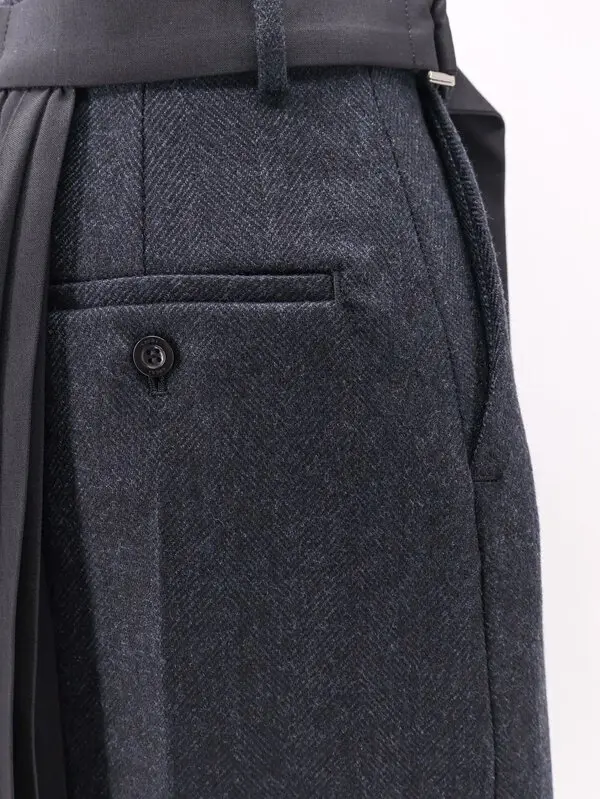 Sacai Wool Skirt With Pleated Insert - Multicolor