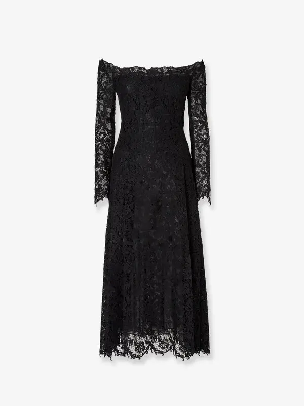 Fendi Black Macrame Lace Dress