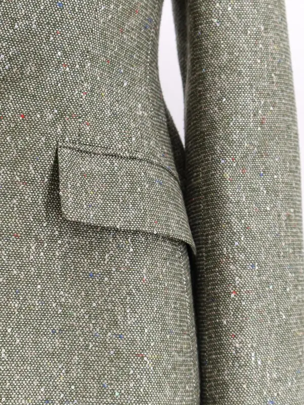 Dior Khaki Donegal Tweed Blazer With Multicolored Sequins Embroidery
