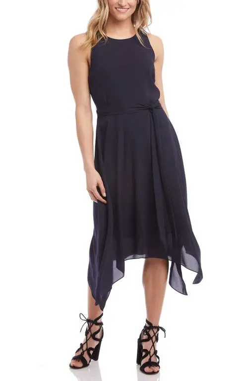 Karen Kane Sleeveless Handkerchief Hem Dress - Navy