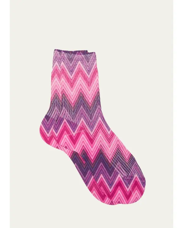 Maria La Rosa Optical Zigzag-print Crew Socks