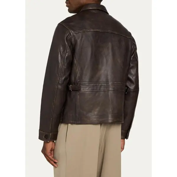 Officine Générale Vintage-effect Leather Jacket
