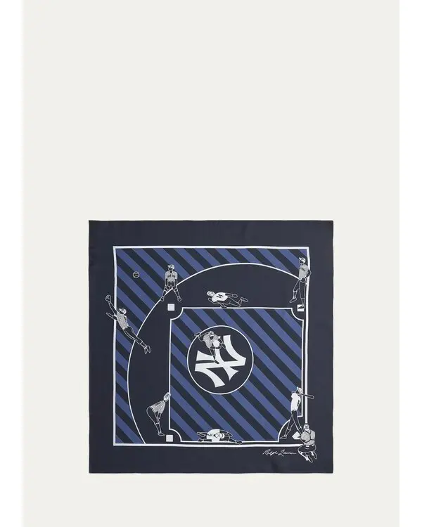 Ralph Lauren Purple Label Ralph Lauren Yankees Silk Square Scarf - Navy