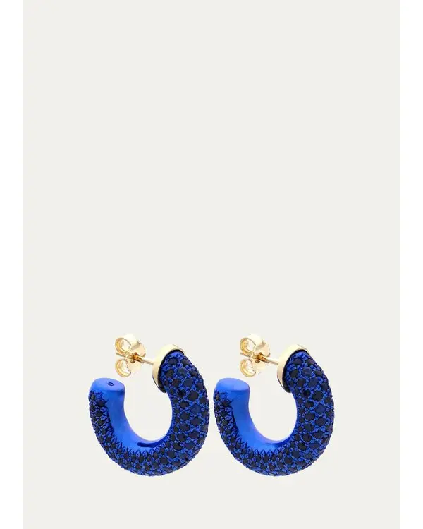 FARAONE MENNELLA BY R.F.M.A.S. Barbarella 18k Yellow Gold & Sterling Silver Hoop Earrings - Blue