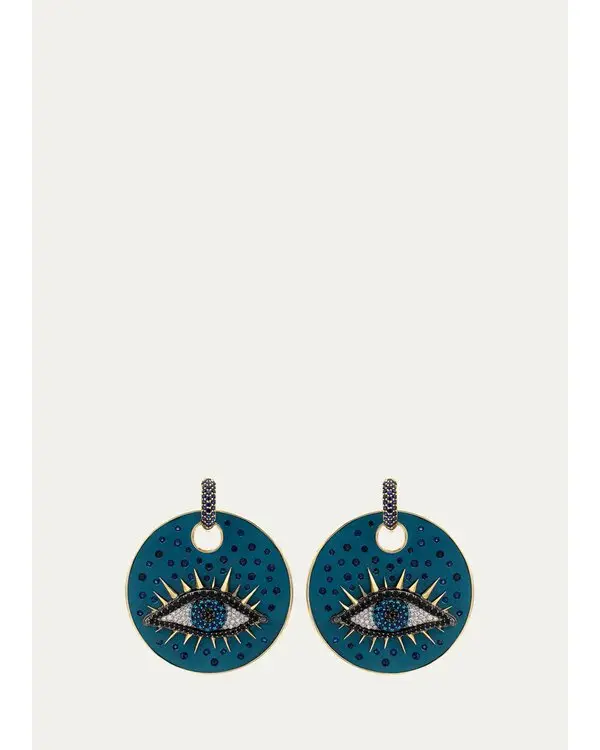 FARAONE MENNELLA BY R.F.M.A.S. Talisman 18k Yellow Gold, Sterling Silver, Titanium & 0.46 Tcw Lab-grown Diamond Drop Earrings - Blue