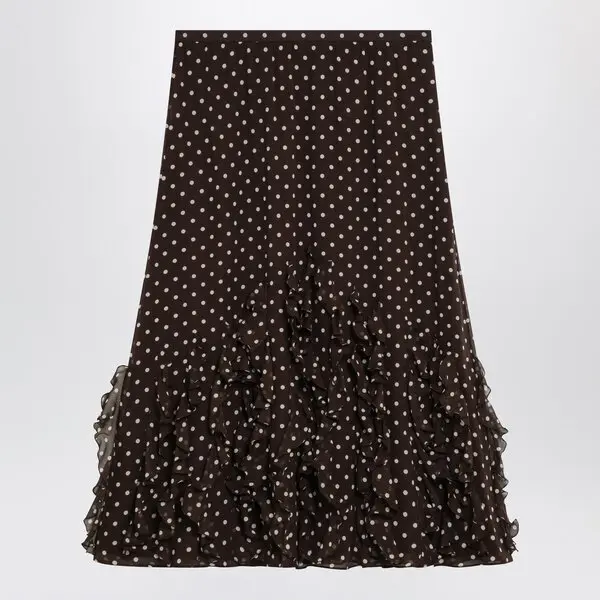 Valentino Garavani Silk Mini Skirt With Plusdepois Motif - Brown