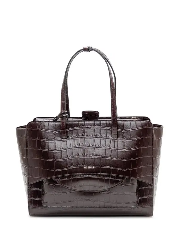 HIDESINS Flap Shoulder Bag Mini In Calf Leather With Crocodile-effect Motif