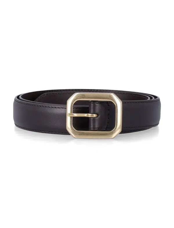 MANCINI 1979 Leather Belt With Rectangular Buckle