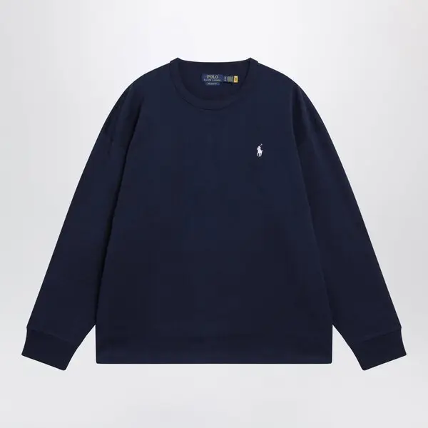 Polo Ralph Lauren Navy Cotton Relaxed-fit Crewneck Sweatshirt - Blue