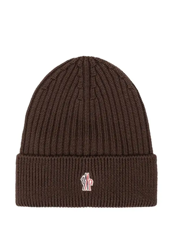 Moncler Ribbed Knit Beanie With Logo Patch
