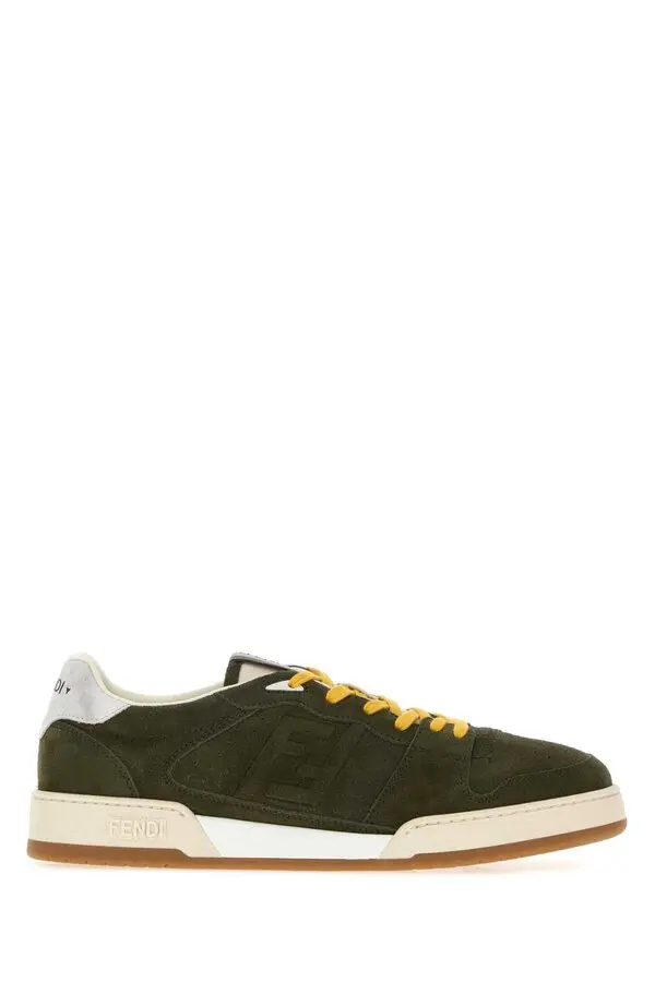 Fendi Match Sneaker In Suede - Green