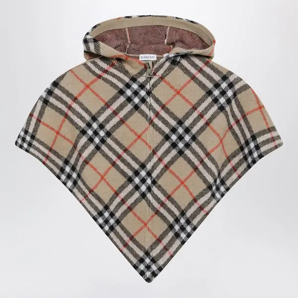 Burberry Checked Wool Cape - Beige