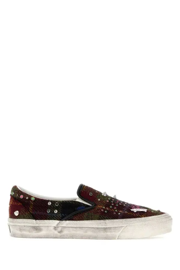 VANS Embroidered Tweed Classic Slip-on Sneakers - Checked