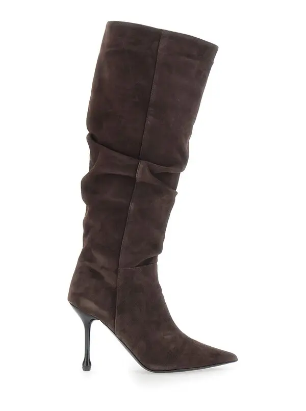 LEPLAIN Knee-high Suede Boots With 90 Heel