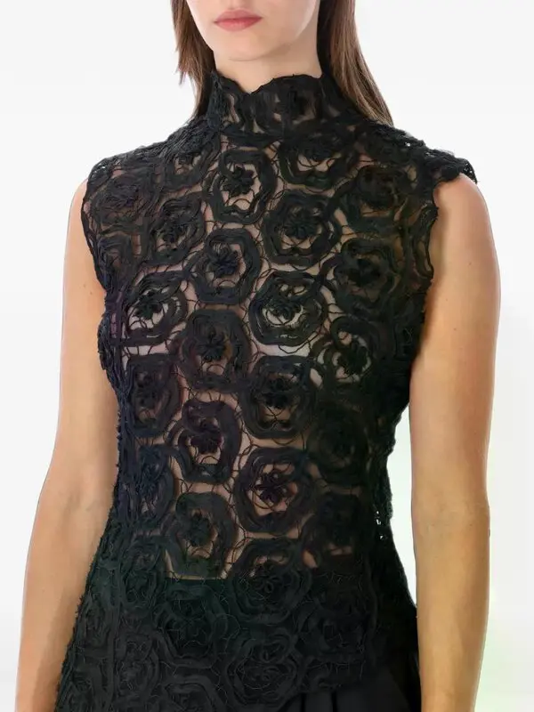 OPÉRASPORT Donatella Floral-lace Asymmetric Top