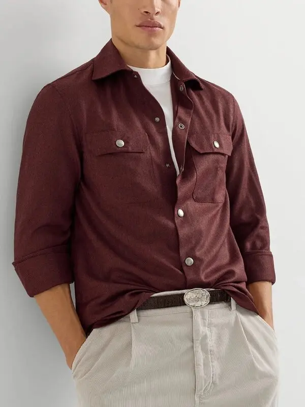 Brunello Cucinelli Virgin Wool Flannel Overshirt - Multicolor