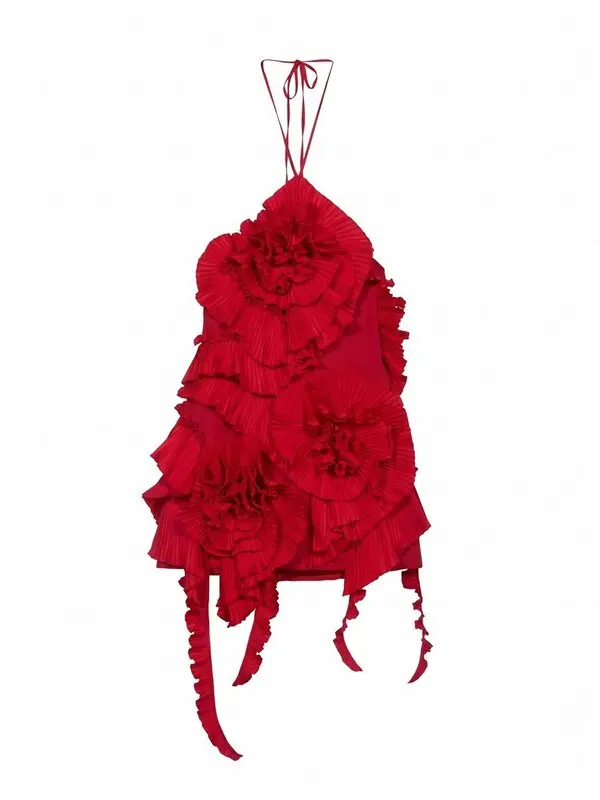 Blumarine Taffeta Dress With 3d Roses - Multicolor