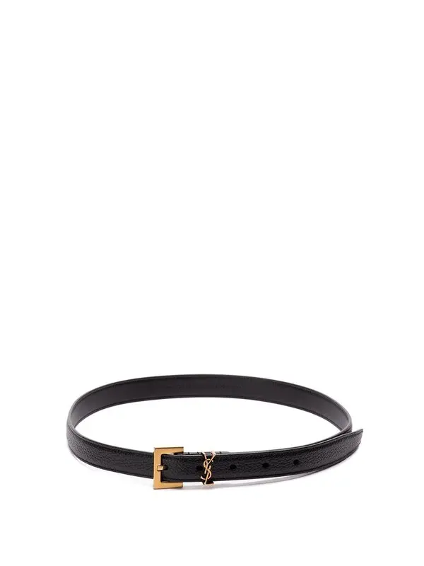 Saint Laurent Cassandre Thin Belt In Grained Leather - Multicolor