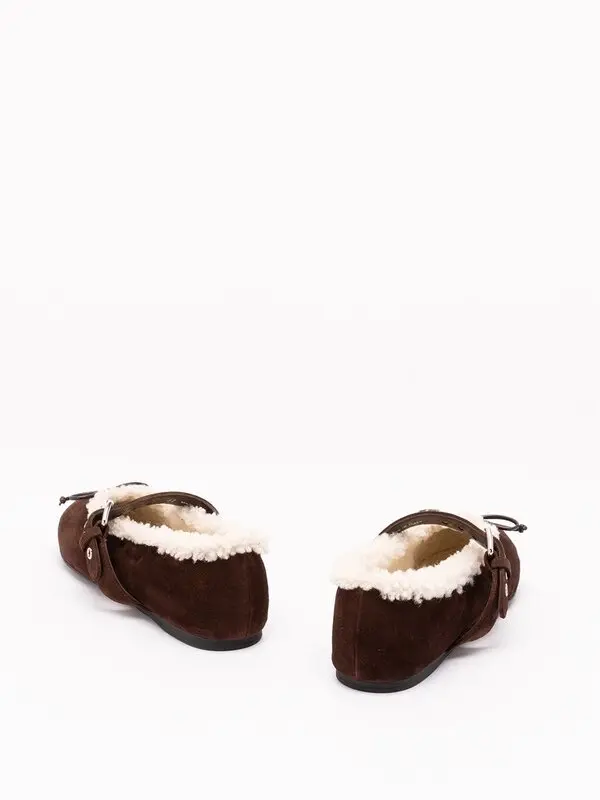 Miu Miu Suede And Shearling Ballerinas