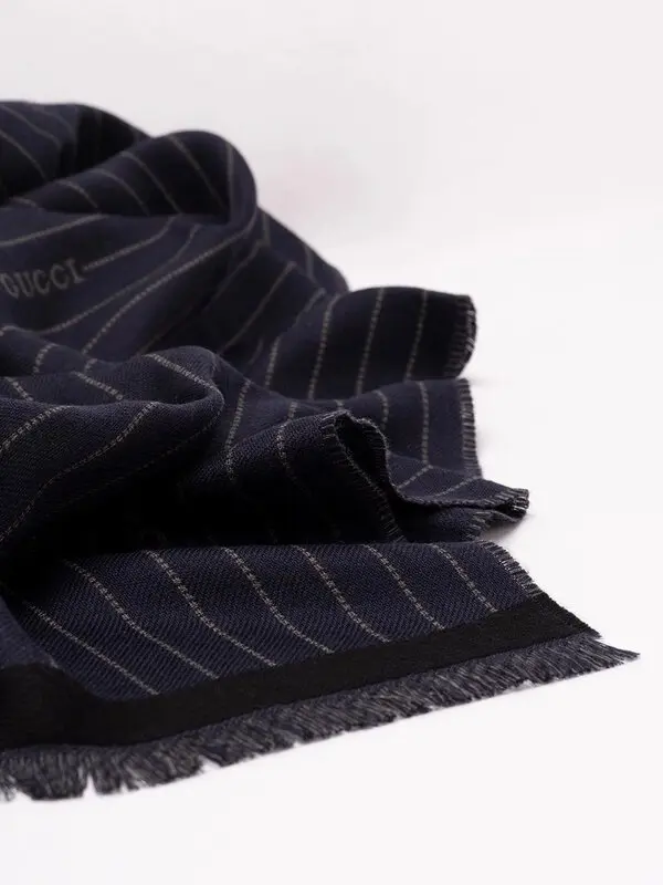 Gucci Pinstripe Wool Silk Scarf