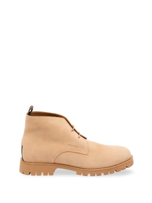 Gucci Lace-up Ankle Boot With Web - Multicolor