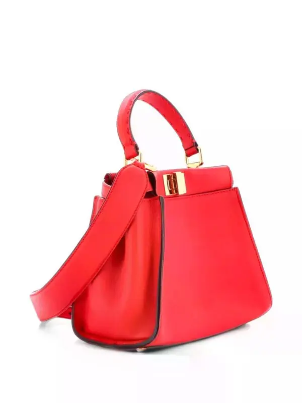 Fendi Peekaboo Bag Leather With Zucca Suede Interior Mini Satchel