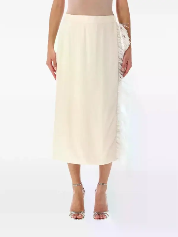 Alberta Ferretti Feather-trim Wrap Midi Skirt
