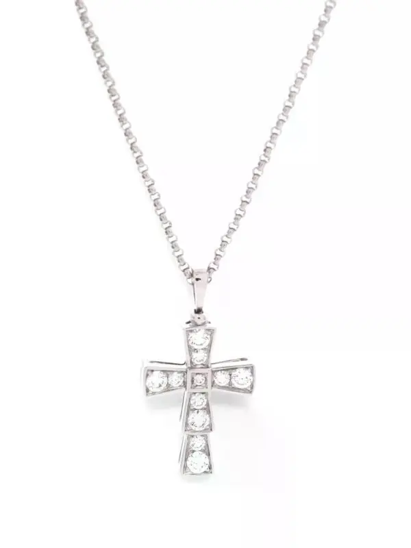 BVLGARI Serpenti Cross 18k White Gold And Diamonds Necklace