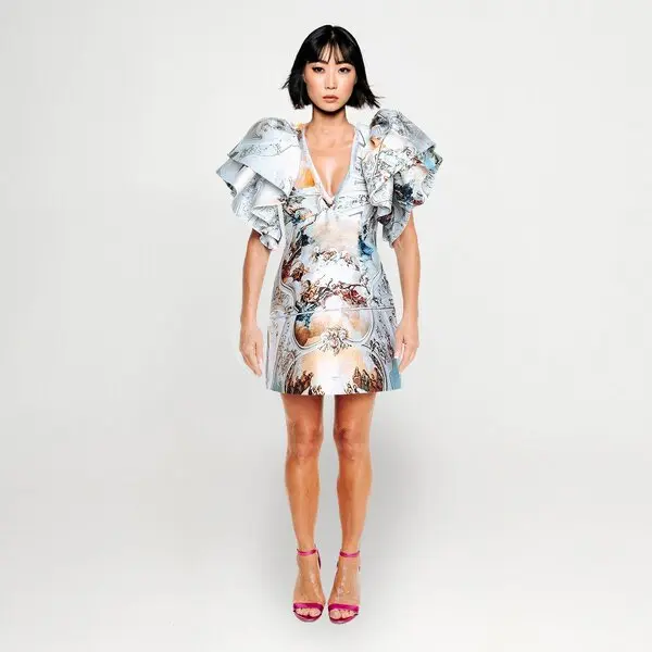 MAXJENNY Large Rufflearm Mini Dress Jubilee Sicily