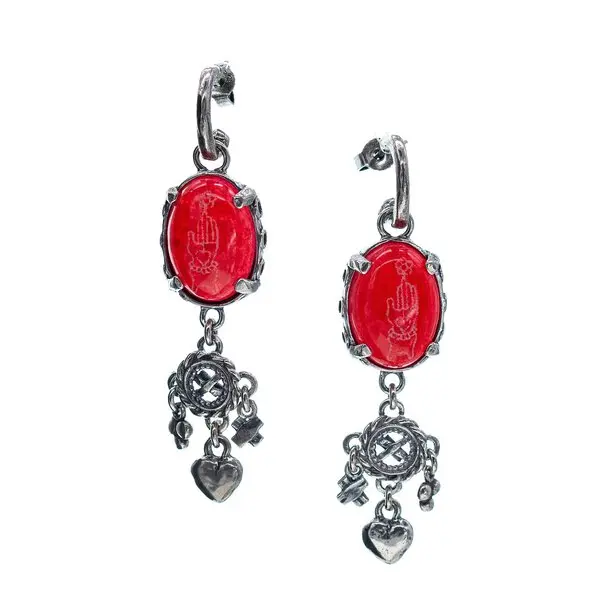 GEM KINGDOM Back To The Future Drop Earrings Red