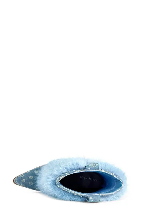 AZALEA WANG Violetta Faux Fur Western Boot - Blue
