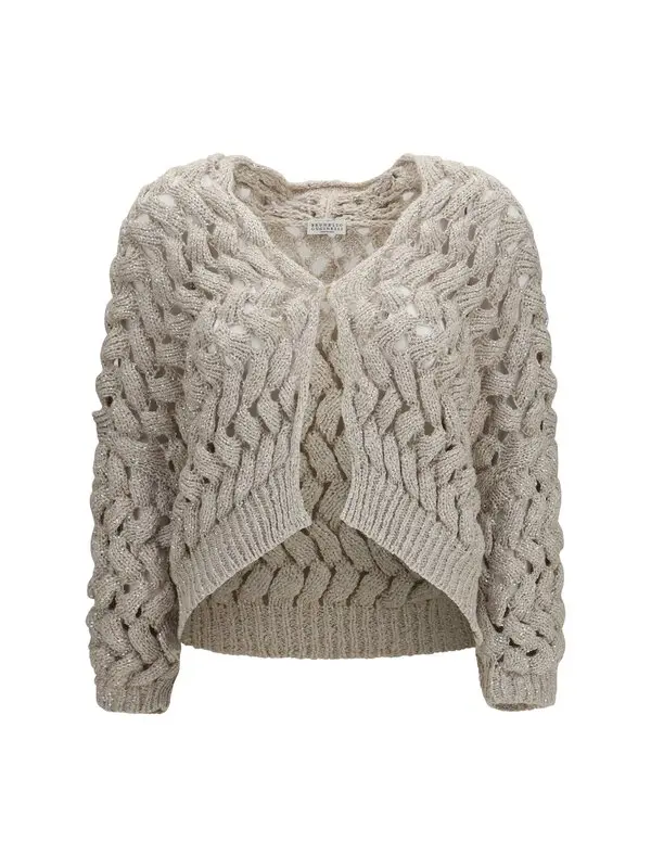 Brunello Cucinelli Openwork Sequin Cardigan - Cream