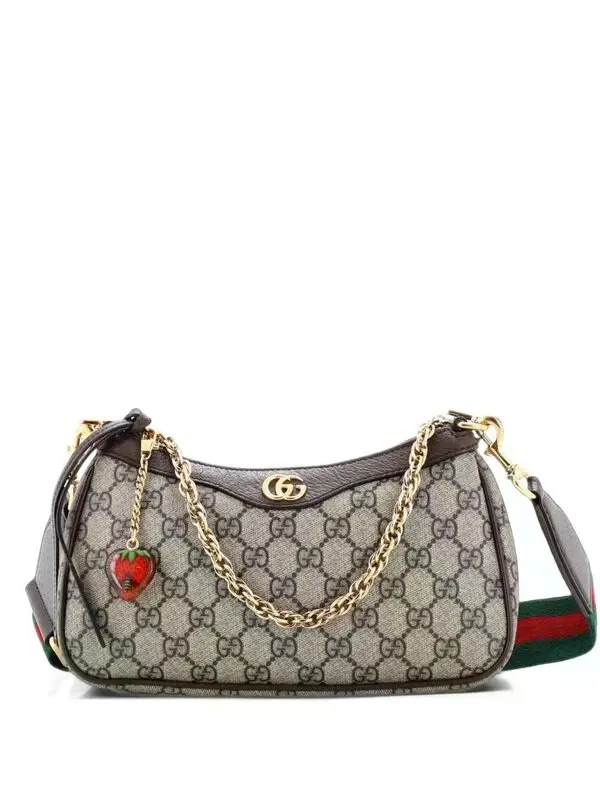 Gucci Ophidia Charm Shoulder Bag Gg Coated Canvas Small Crossbody Bag - Brown