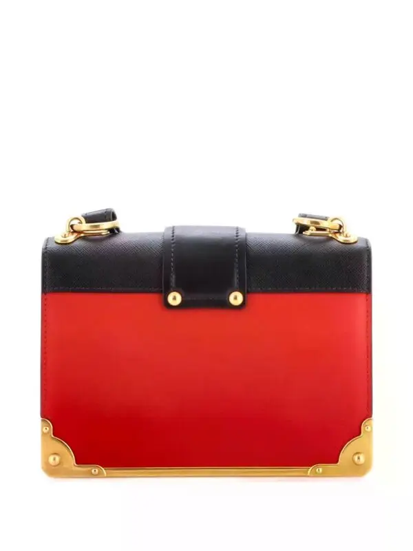 Prada Cahier Leather And Saffiano Leather Small Crossbody Bag - Red