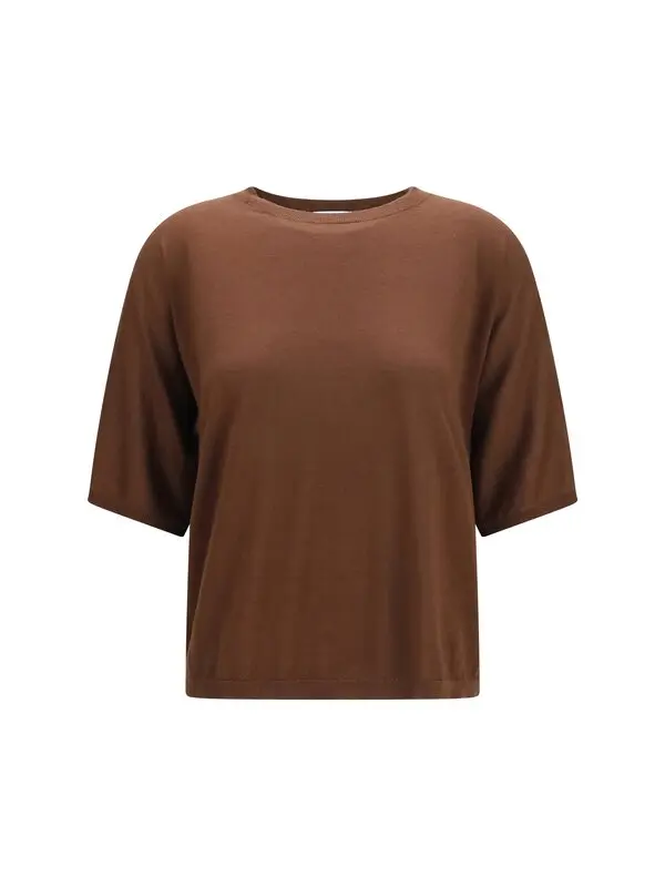 Brunello Cucinelli Short-sleeve Cashmere And Silk Sweater - Brown