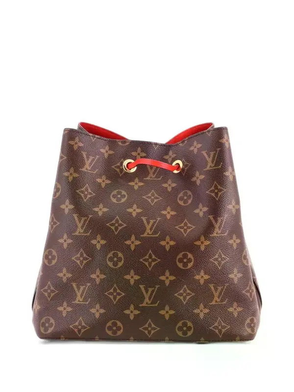 LOUIS VUITTON Neonoe Handbag Monogram Canvas With Leather Mm Bucket Bag - Red