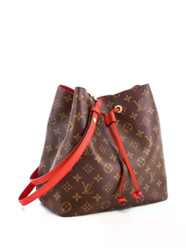 LOUIS VUITTON Neonoe Handbag Monogram Canvas With Leather Mm Bucket Bag - Red