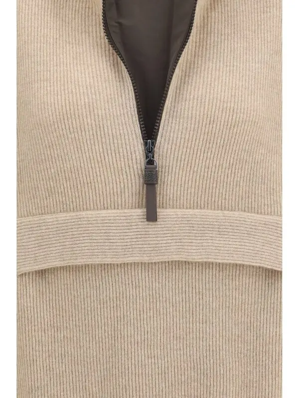 Brunello Cucinelli Cashmere Half-zip Sweater - Cream